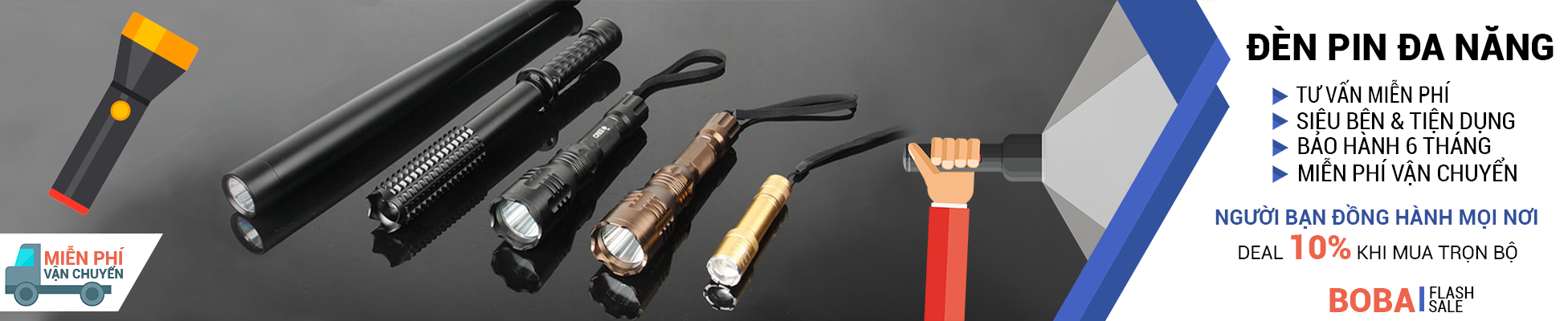 Đèn pin đa năng siêu sáng giá rẻ bảo hành cực lâu